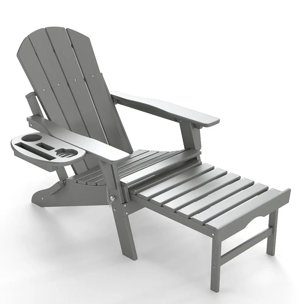 All-Weather Adjustable Adirondack Chair with Ottoman - Foowin