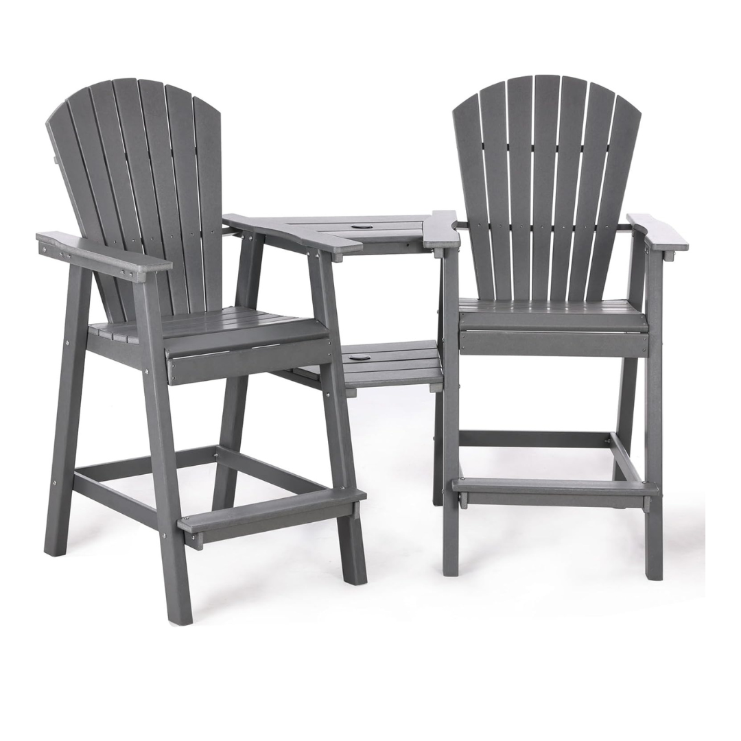 Backyard HDPE Tall Adirondack Chairs Set | Outdoor Bar Set | Foowin ...
