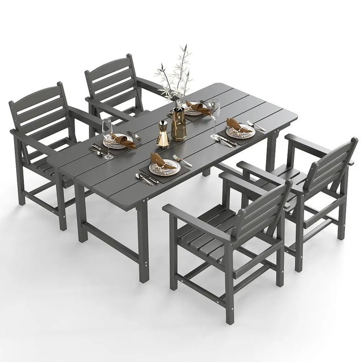 HDPE Patio Dining Table Set – Durable Outdoor Table – Foowin