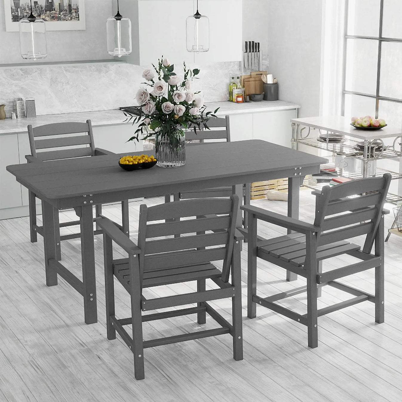 HDPE Patio Dining Table Set – Durable Outdoor Table – Foowin