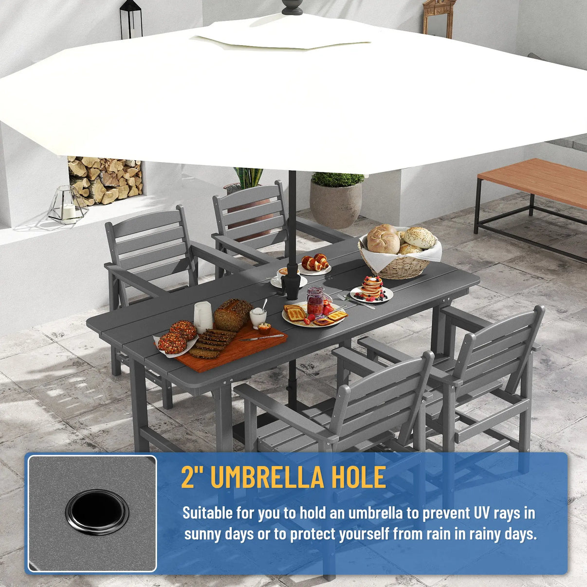 HDPE Patio Dining Table Set – Durable Outdoor Table – Foowin